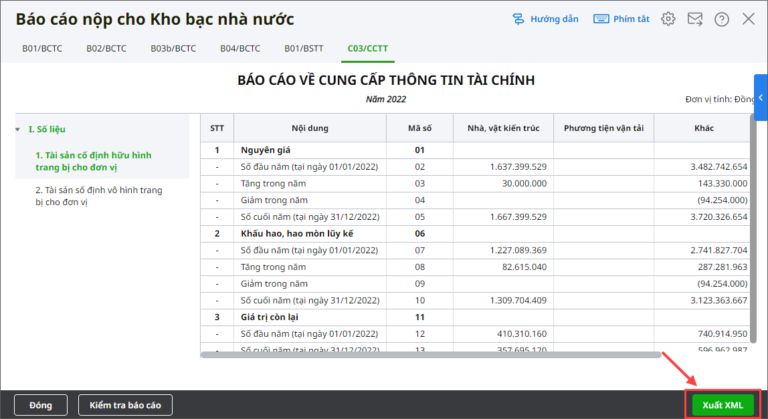 Kế toán muốn xuất mẫu C03/CCTT: Báo cáo về việc cung cấp thông tin tài ...